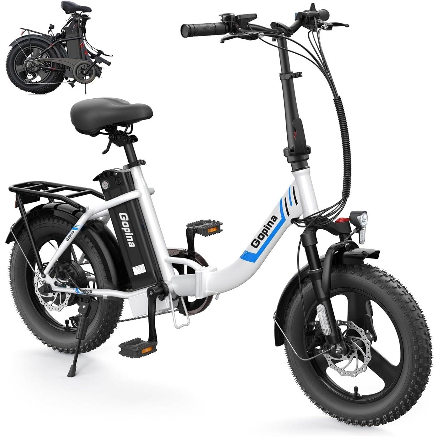Vivi Gopina Commuter Fat Tire Folding Electric Bike Black Step Over